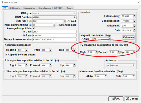 Configuring Output Offset - Lever Arm for INS/IMU